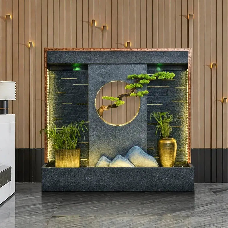Water Curtain Wall Flowing Water Ornaments Humidified Rockery House ...